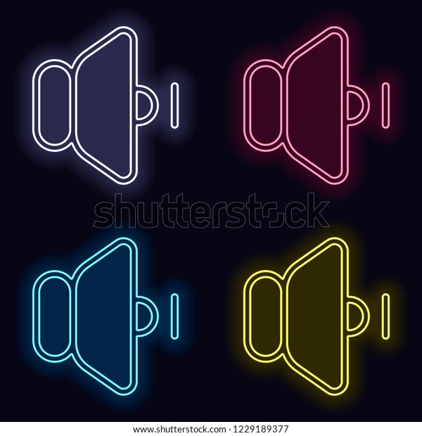 Volume Min Icon Set Neon Sign Stock Vector (Royalty Free) 1229189377 ...