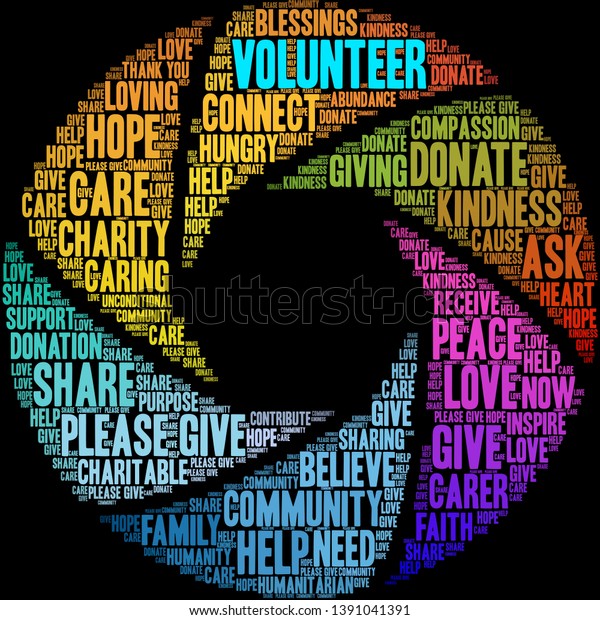 Volunteer Word Cloud On Black Background Stock Vector (Royalty Free ...