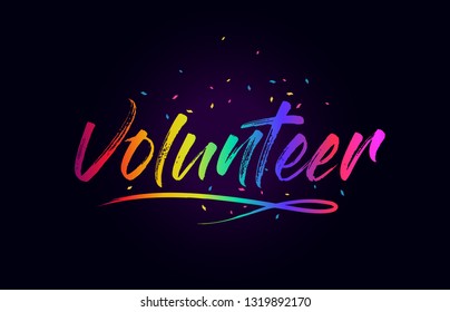 Volunteer Word Text Handwritten Rainbow Vibrant Stock Vector (Royalty ...