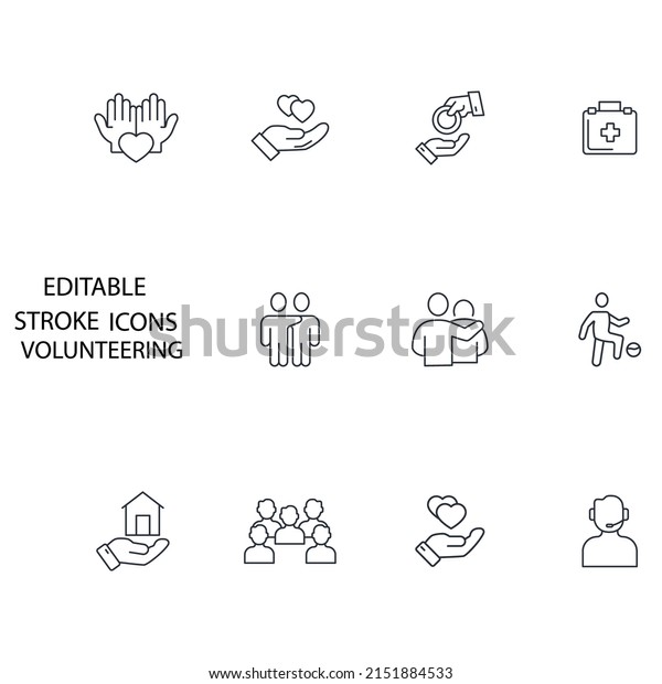 Volunteering Charity Icons Set Volunteering Charity: เวกเตอร์สต็อก ...
