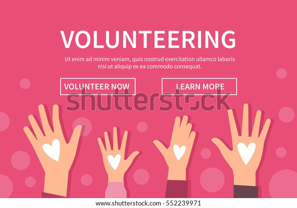 Volunteering Web Banner Concept Vector Illustration Stock Vector ...