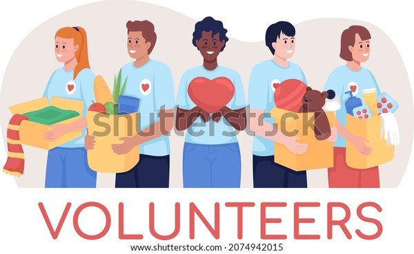 Volunteers 2d Vector Isolated Illustration Contributing Stock Vector ...