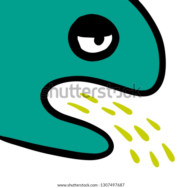Vomiting Green Monster Hand Drawn Illustration Stock Vector (Royalty ...