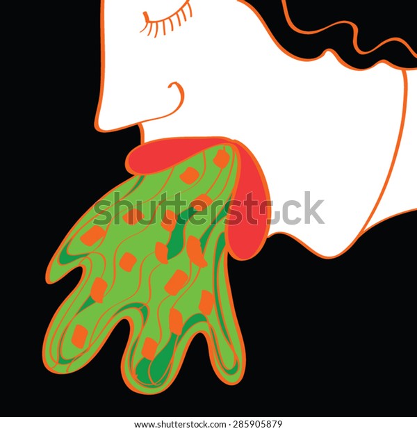 Vomiting Woman Vector Illustration Concept Vomit Stock Vector (Royalty ...