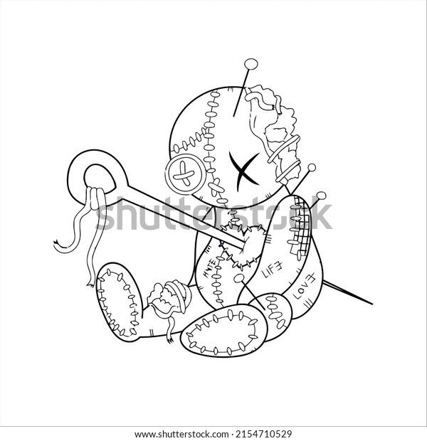 Vektor Stok Voodoo Coloring Page All Ages (Tanpa Royalti) 2154710529 ...