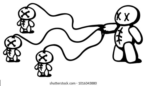 Voodoo Doll Controlling Smaller Copies Line Stock Vector (Royalty Free ...