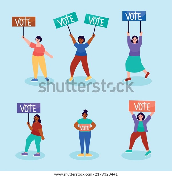 Vote People Icon Set On Blue Stock Vector (Royalty Free) 2179323441 ...