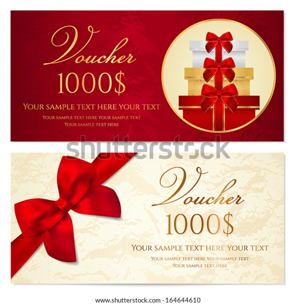 Voucher Gift Certificate Coupon Template Floral Stock Vector (Royalty ...