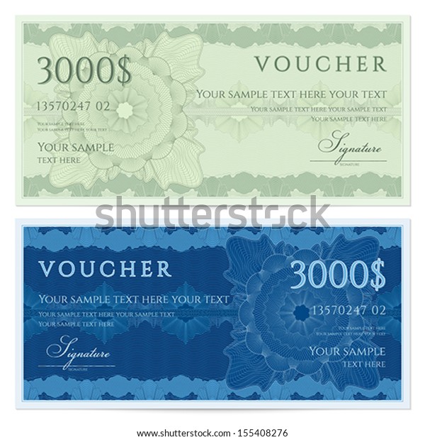 Voucher, Gift certificate, Coupon, ticket template. Guilloche pattern ...
