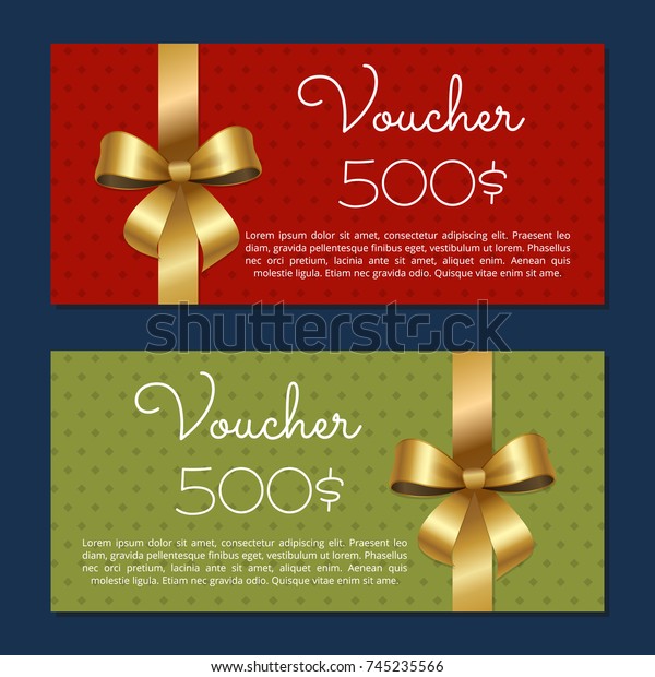 Voucher On 500 Set Posters Gold Stock Vector (Royalty Free) 745235566