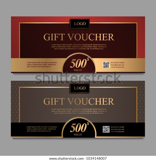 Voucher Template Gold Certificate Background Design Stock Vector ...