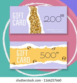 Voucher Template Gold Gift Boxcertificate Background Stock Vector ...