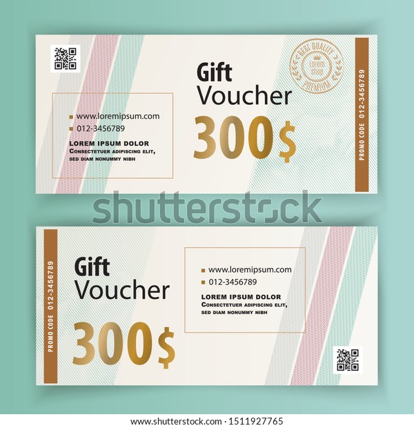 Voucher Template Stripes Gold Design Elements Stock Vector (Royalty ...