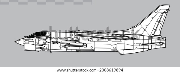 Vought F8 Crusader Vector Drawing Supersonic Stock Vector (Royalty Free ...