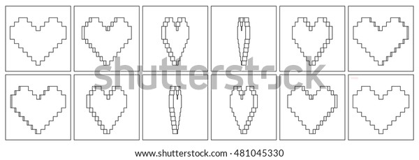 Voxel Heart Rotation Animation Sequence Sprite: เวกเตอร์สต็อก (ปลอดค่า ...