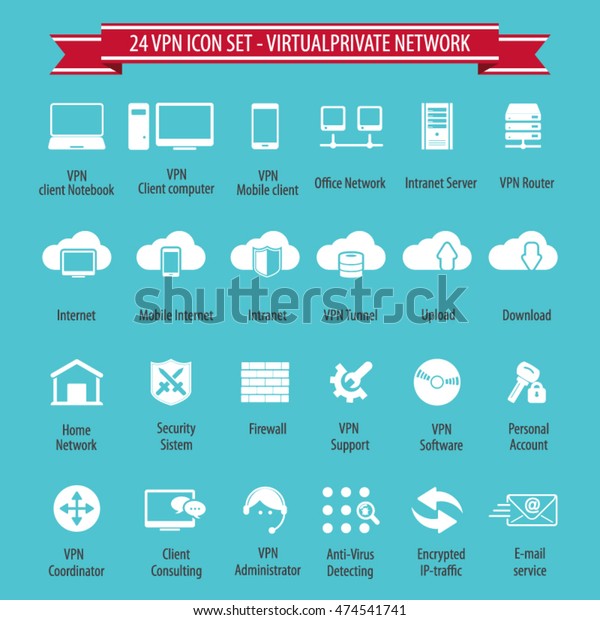 「Vpn 24 Icon Set Virtual Private」のベクター画像素材（ロイヤリティフリー） 474541741 ...