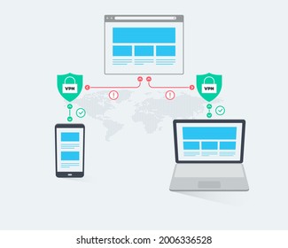 Vpn Network Security Infographics Two Devices Stock Vector (Royalty ...