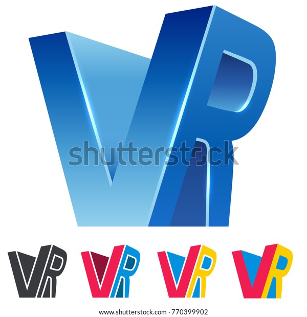 Vr Combined Letters Virtual Reality Blue Stock Vector (Royalty Free ...