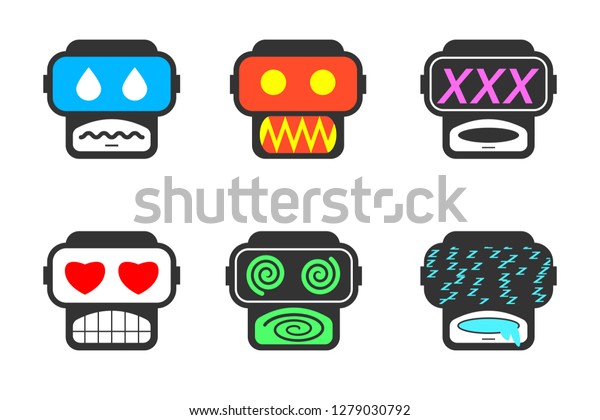 Vr Emoticon Icon Set Stock Vector (Royalty Free) 1279030792 | Shutterstock