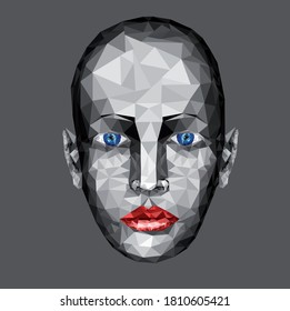 Vr Face Red Lips Blue Eyes Stock Vector (Royalty Free) 1810605421 ...