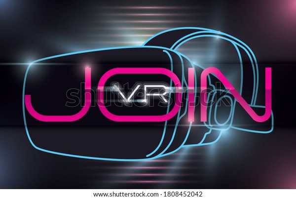 Vr Headset Outline Style Glows Lights Stock Vector (Royalty Free ...