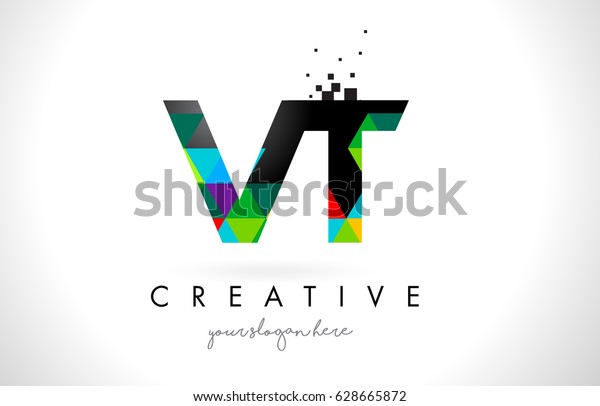 Vt V T Letter Logo Colorful Stock Vector (Royalty Free) 628665872 ...