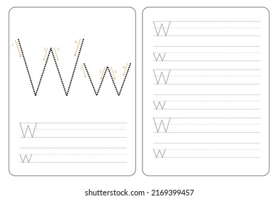 W Alphabet Latter Tracing Practice Education Stock Vector (Royalty Free ...