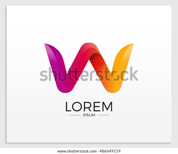 W Alphabet Letter Logo Abstract Glossy Stock Vector (Royalty Free ...