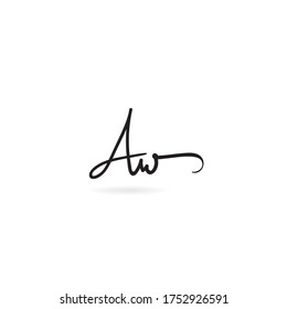 W Aw Initial Letter Handwriting Signature Stock Vector (Royalty Free ...