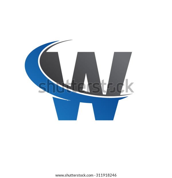 W Blue Swoosh Logo Stock Vector (Royalty Free) 311918246