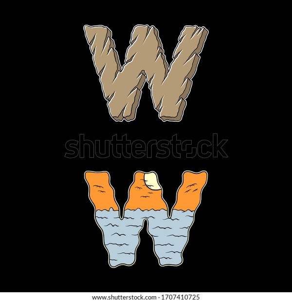 W Font Stone Summer Stock Vector (Royalty Free) 1707410725