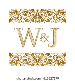 W J Vintage Initials Logo Symbol Stock Vector (Royalty Free) 618327179