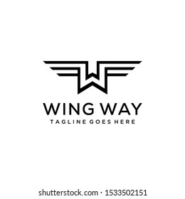 W Wing Fly Emblem Badge Stock Vector (Royalty Free) 1811501773