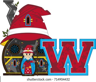 W Wizard Magical Alphabet Learning Illustration Stock Vector (Royalty ...