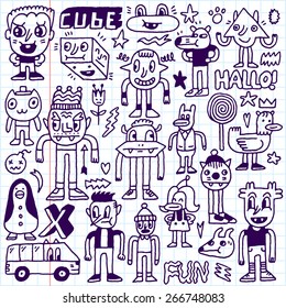 Cartoon Funny Wacky Doodle Set 1: vector de stock (libre de regalías ...