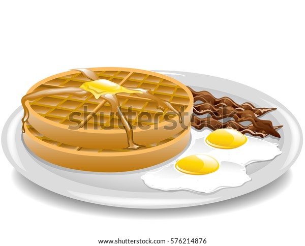 Waffle Breakfast Stock Vector (Royalty Free) 576214876 | Shutterstock