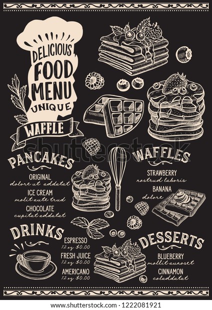 Waffle Pancake Menu Template Restaurant On Stock Vector (Royalty Free ...