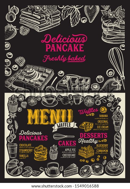 Waffle Pancake Menu Template Restaurant On Stock Vector (Royalty Free ...