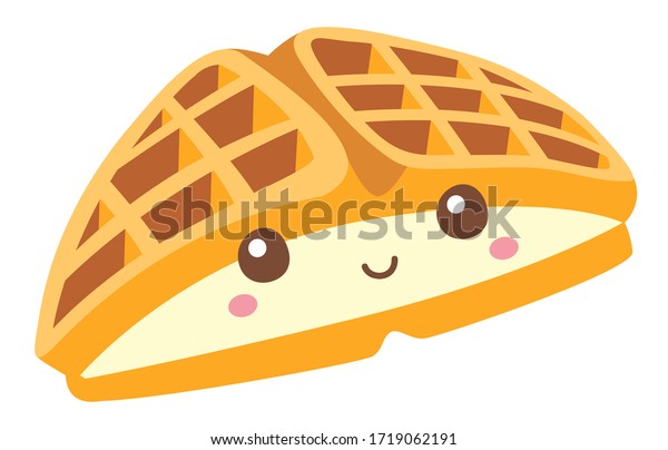 Waffle Vector Cute Cartoon On White Stock Vector (Royalty Free ...