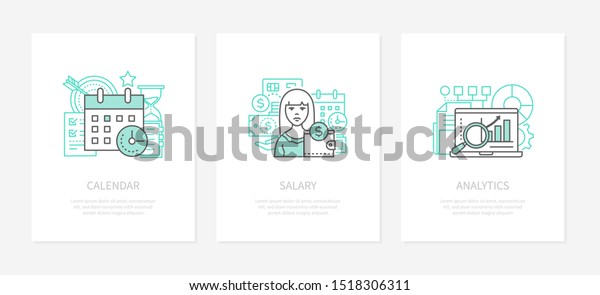 Wage Calculation Line Design Style Icons Stock Vector (Royalty Free ...