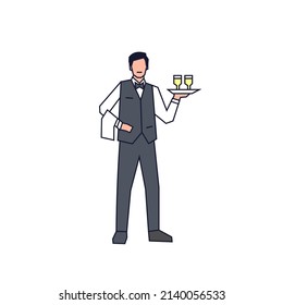 Butler outline Images, Stock Photos & Vectors | Shutterstock