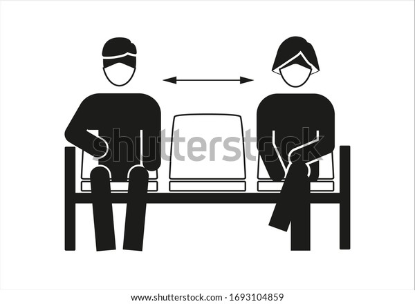 Waiting Area Icon Figures Man Woman Stock Vector (Royalty Free ...