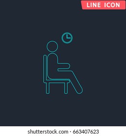 Waiting Blue Outline Vector Icon Contour Stock Vector (Royalty Free ...