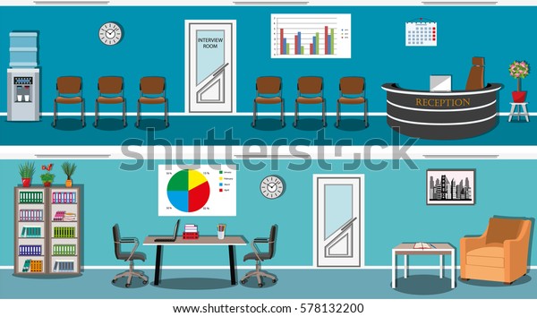Waiting Hall Interview Room Blue Color Stock Vector (Royalty Free ...