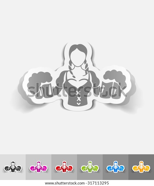 Waitress Beer Paper Sticker Shadow Vector Stock Vector (Royalty Free ...