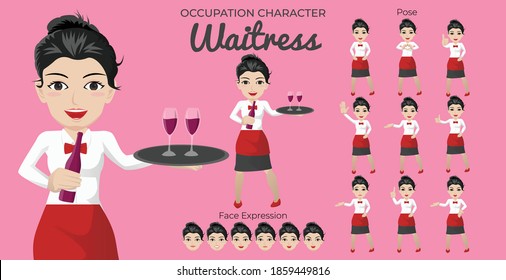 Waitress Character Set Variety Pose Face Stock Vector (Royalty Free ...