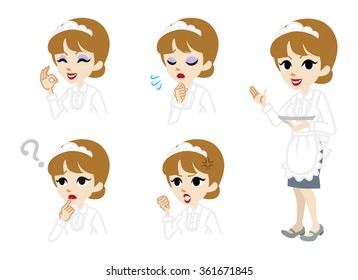 Waitress Full Length Facial Expression Set 库存矢量图（免版税）361671845 ...