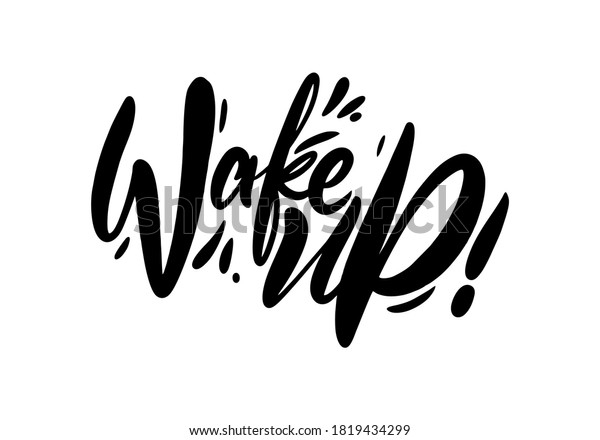Wake Black Text Modern Calligraphy Hand Stock Vector (Royalty Free ...