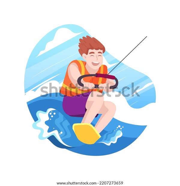 Wakeboarding Isolated Cartoon Vector Illustration Young: เวกเตอร์สต็อก ...