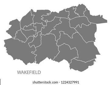 Wakefield City Map Wards Grey Illustration 스톡 벡터(로열티 프리) 1224327991 ...